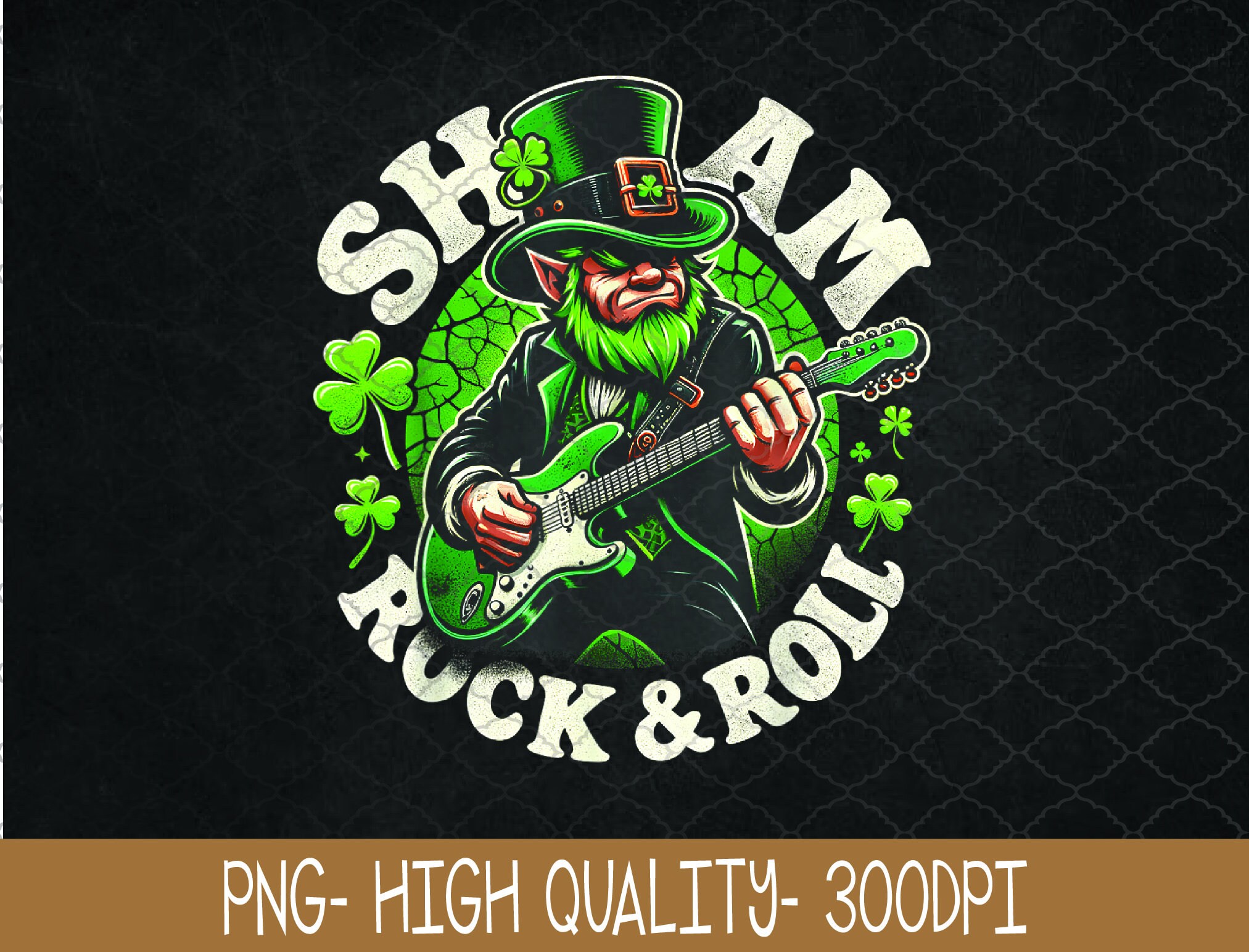 Sham Rock and Roll Shamrock Guitar Lover St Patrick Day PNG ...