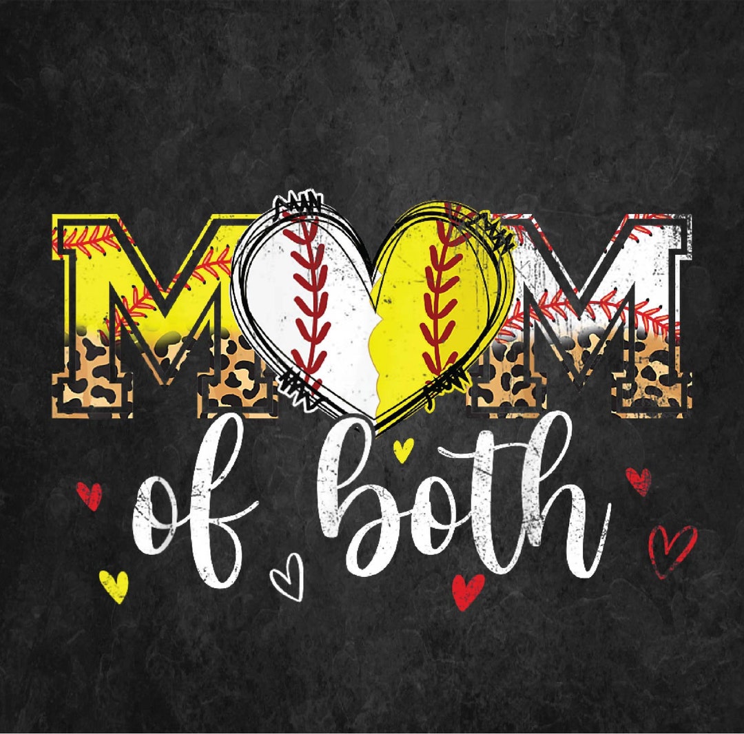 Mom of Both Baseball Softball Heart Leopard Mothers Day Mama Png File ...