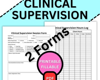 Clinical Supervision Tracking Form Clinical Hours Log Printable Fillable PDF Template Mental ...