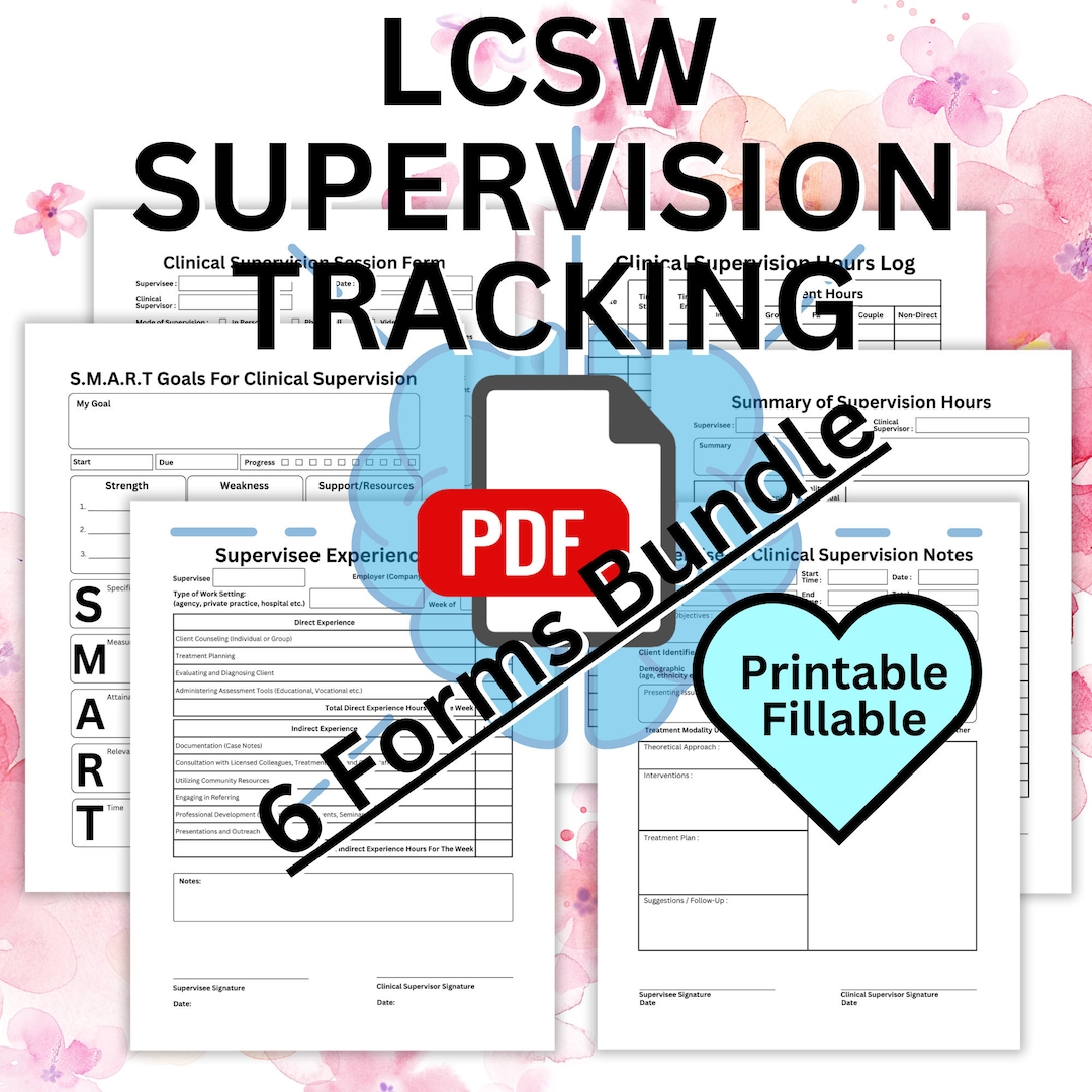 LCSW Hours Tracker Clinical Supervision Tracking Hour Log Notes PDF ... LCSW Hours Tracker Clinical Supervision Tracking Hour Log Notes PDF ...