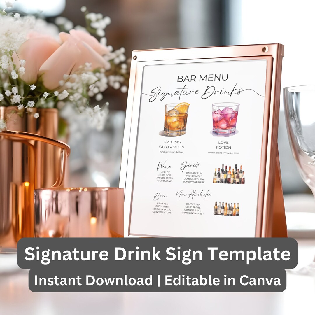 Bar Menu Template, Drink Menu Template, His and Her Drinks, Open Bar ...