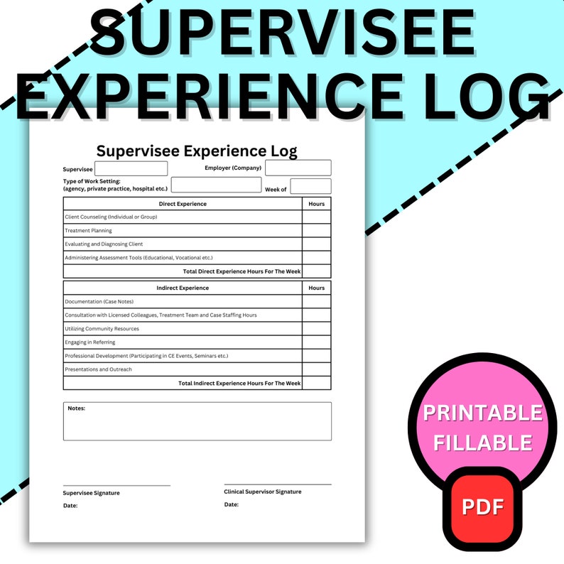 Clinical Supervise Track Lcsw Log Mental Health PDF Printable Fillable ...
