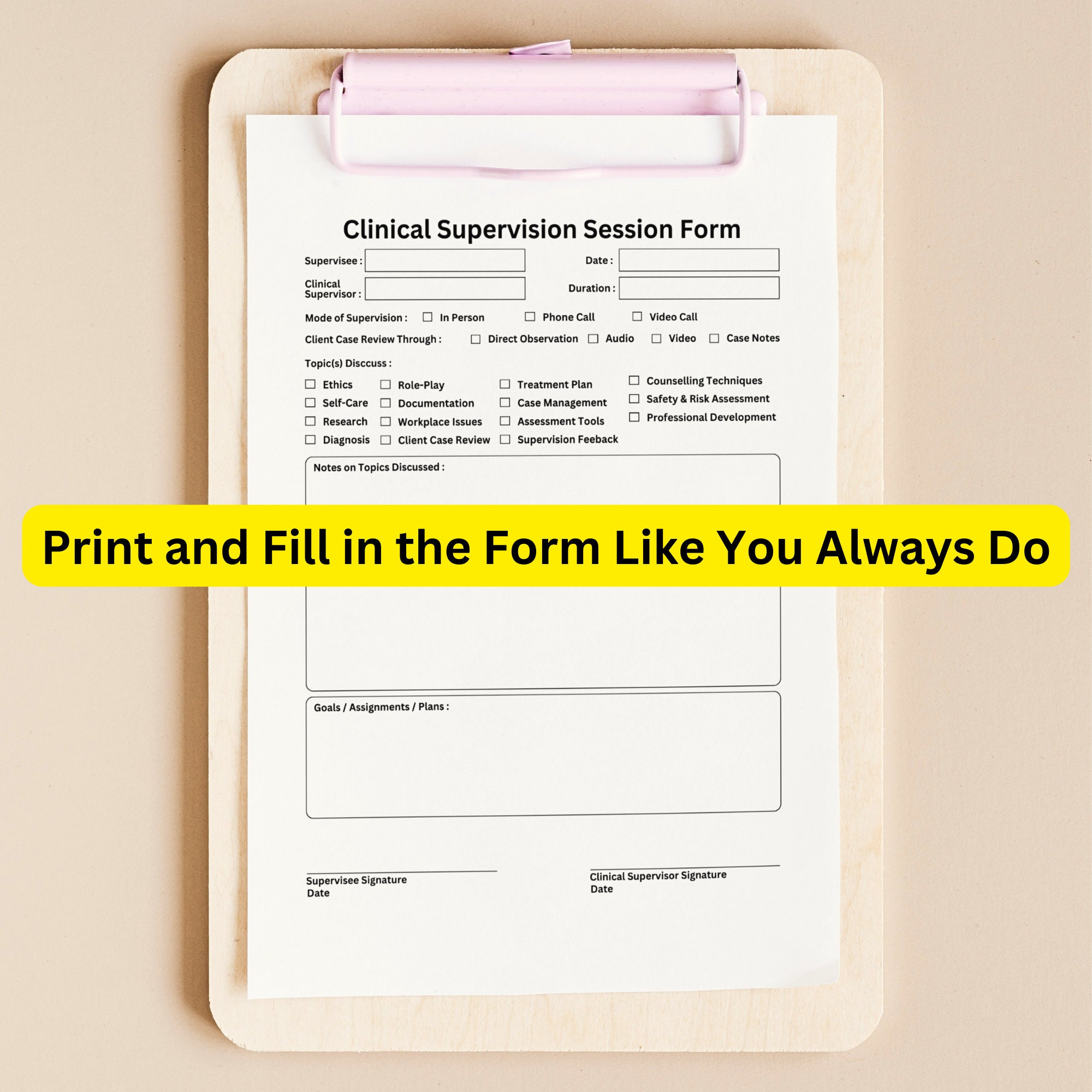 LCSW Supervision Tracker Bundle: Clinical Hours Log, Notes (printable ...