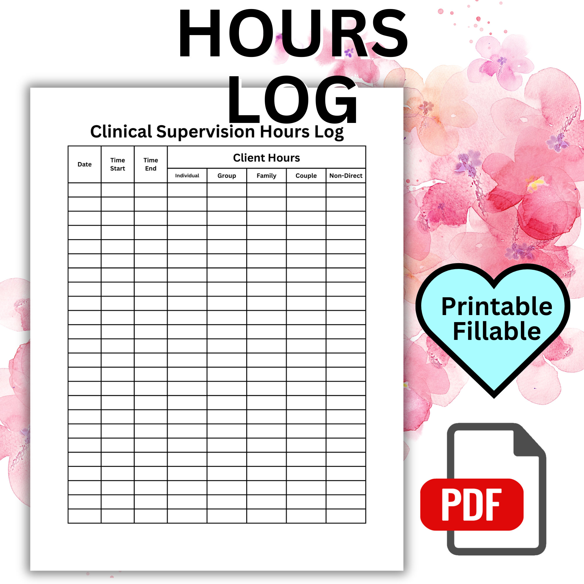 LCSW Hours Tracker Clinical Supervision Tracking Hour Log Notes PDF ... LCSW Hours Tracker Clinical Supervision Tracking Hour Log Notes PDF ...