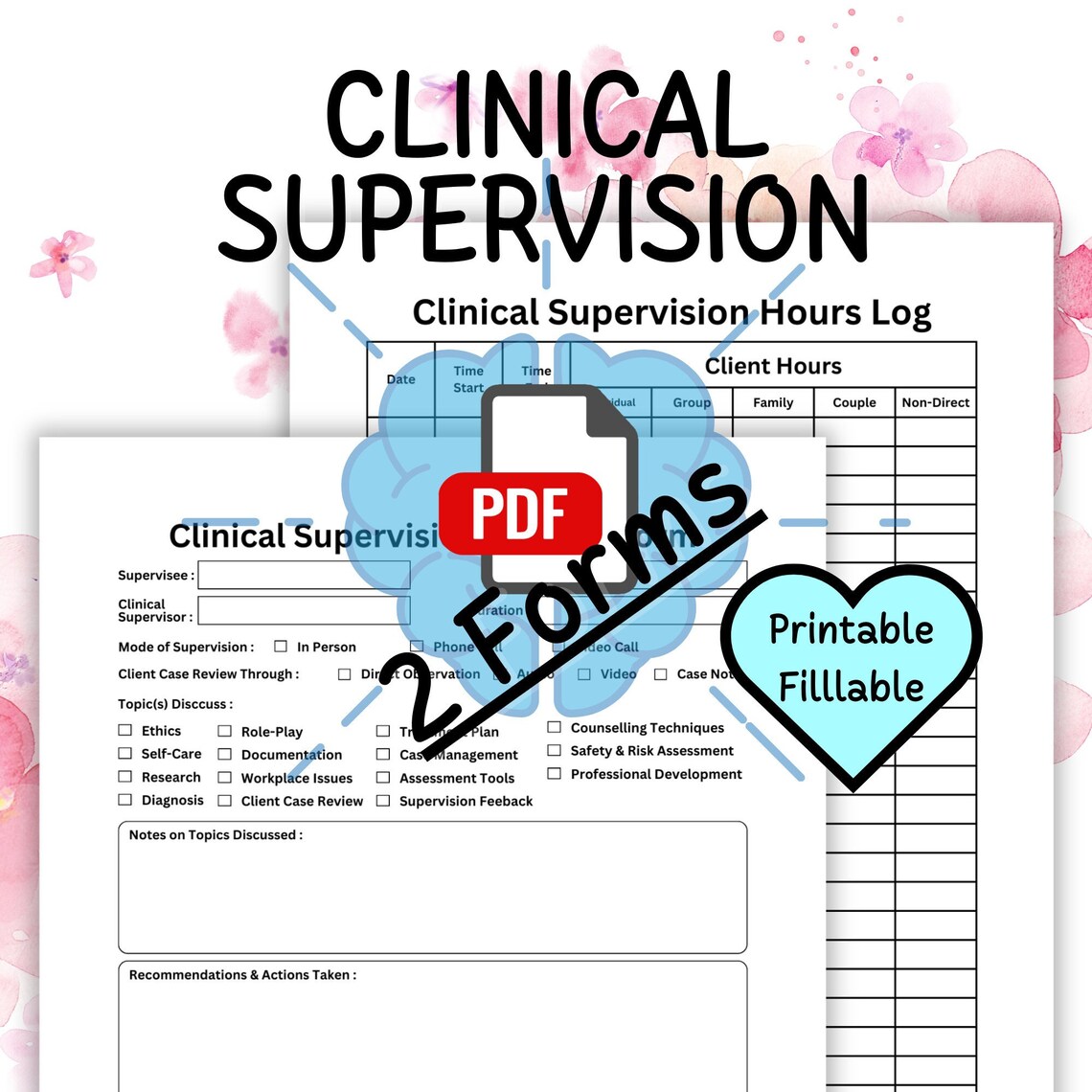 Clinical Supervision Tracking Form Clinical Hours Log Printable ...