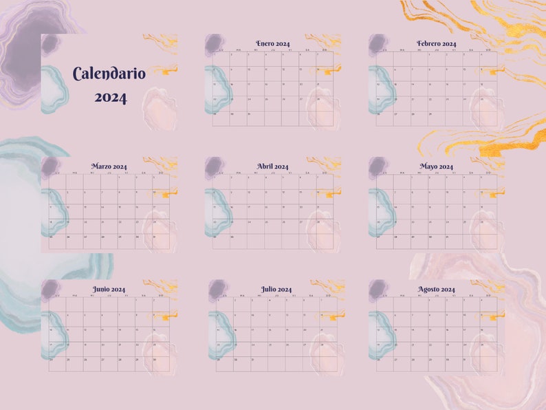 Monthly Calendar 2024, Monthly Planner 2024, Planner in English/spanish ...