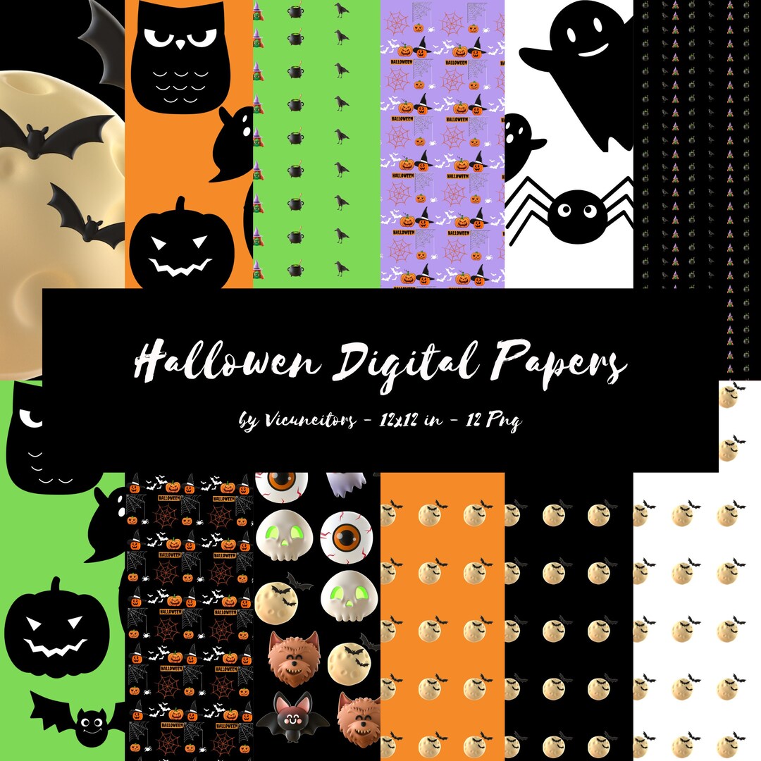 Halloween Digital Papers - Etsy
