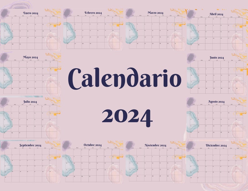 Monthly Calendar 2024, Monthly Planner 2024, Planner in English/spanish ...