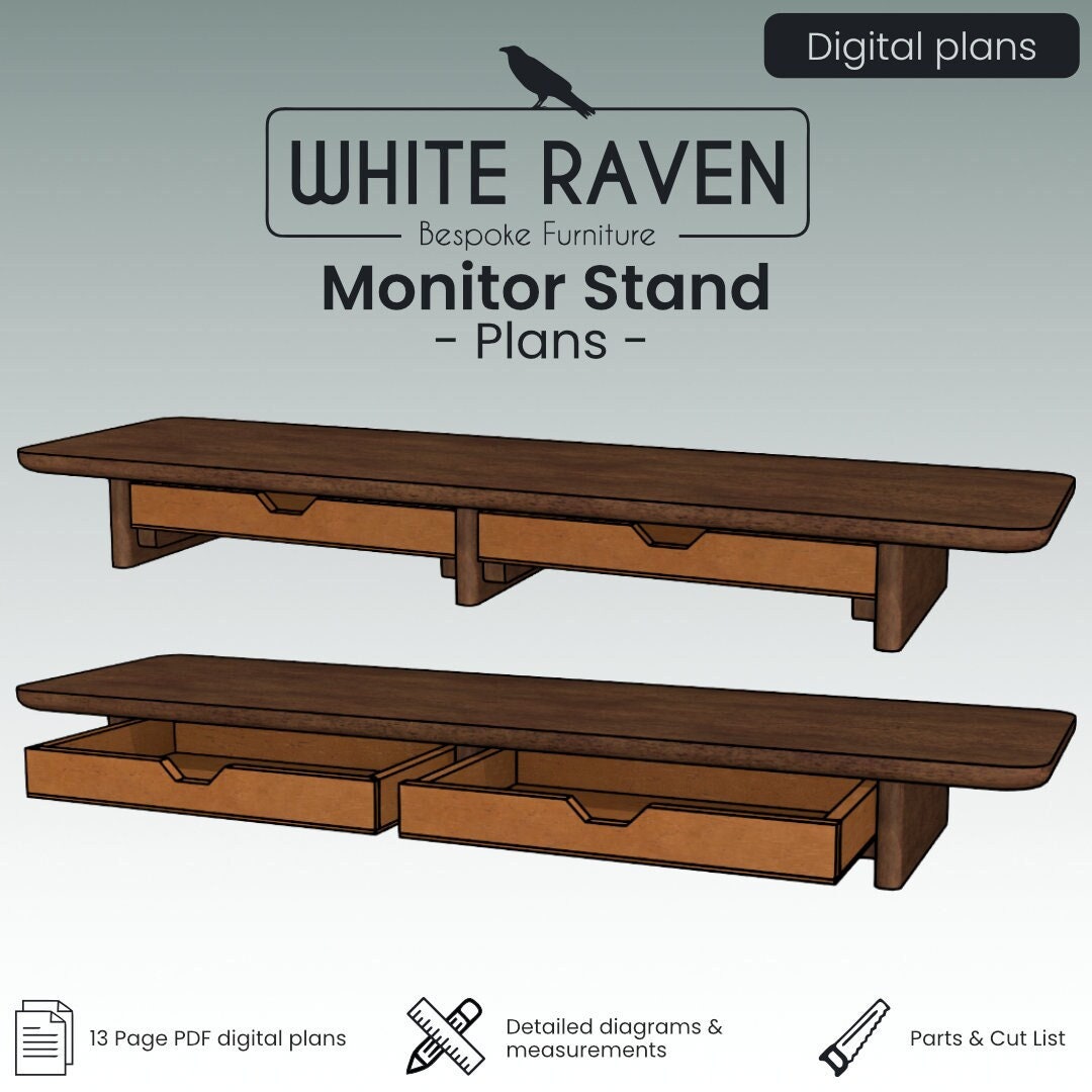 Mid-century Monitor Stand - DIY Build Plans | Woodworking Plans (metric ...