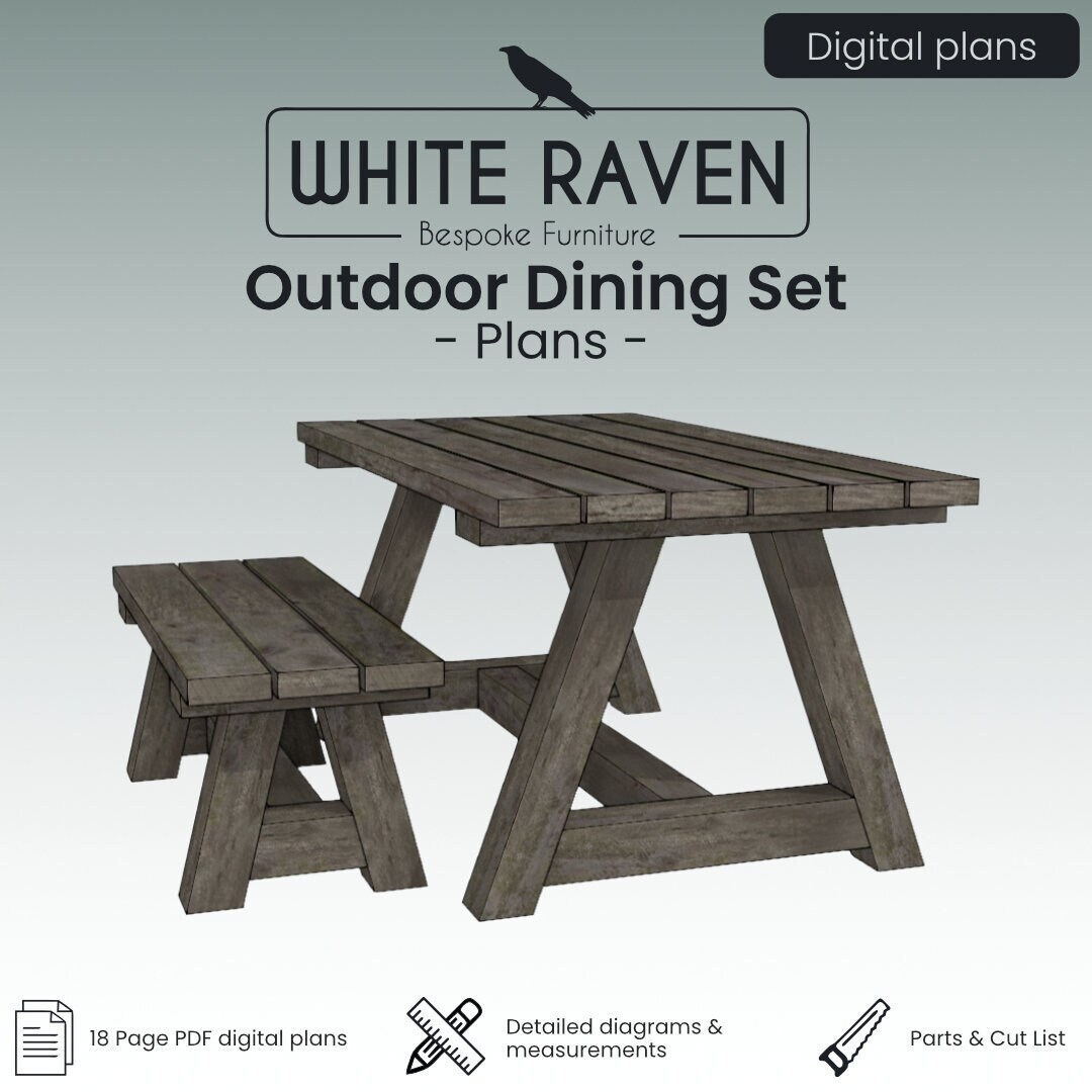 DIY Picnic Table Build Plans, Outdoor Patio Table Plans, Garden Table ...