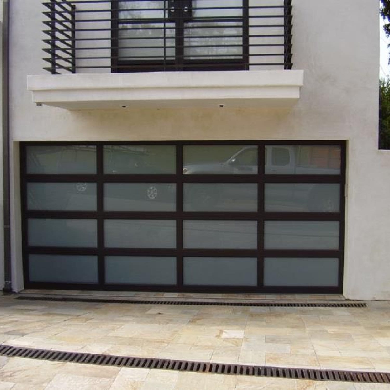 14 X 7 Full View Modern Garage Door With Matte Black Finish With ...