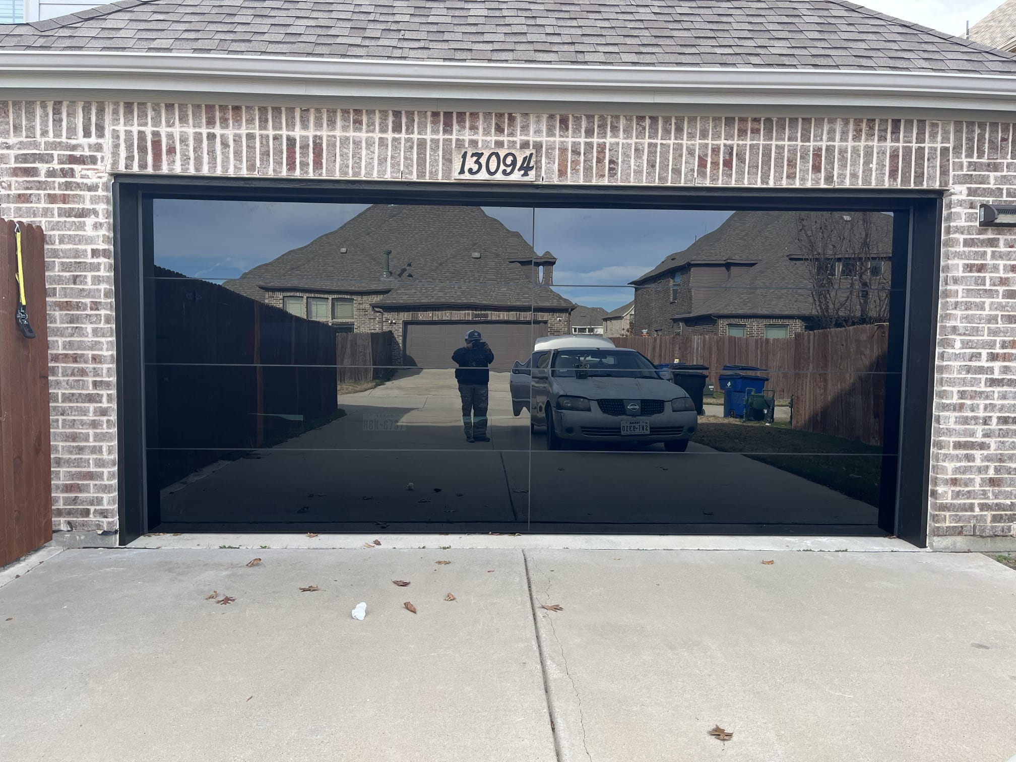 18 X 7 Full View Frameless Garage Door With Black Tinted Tempered Glass ...