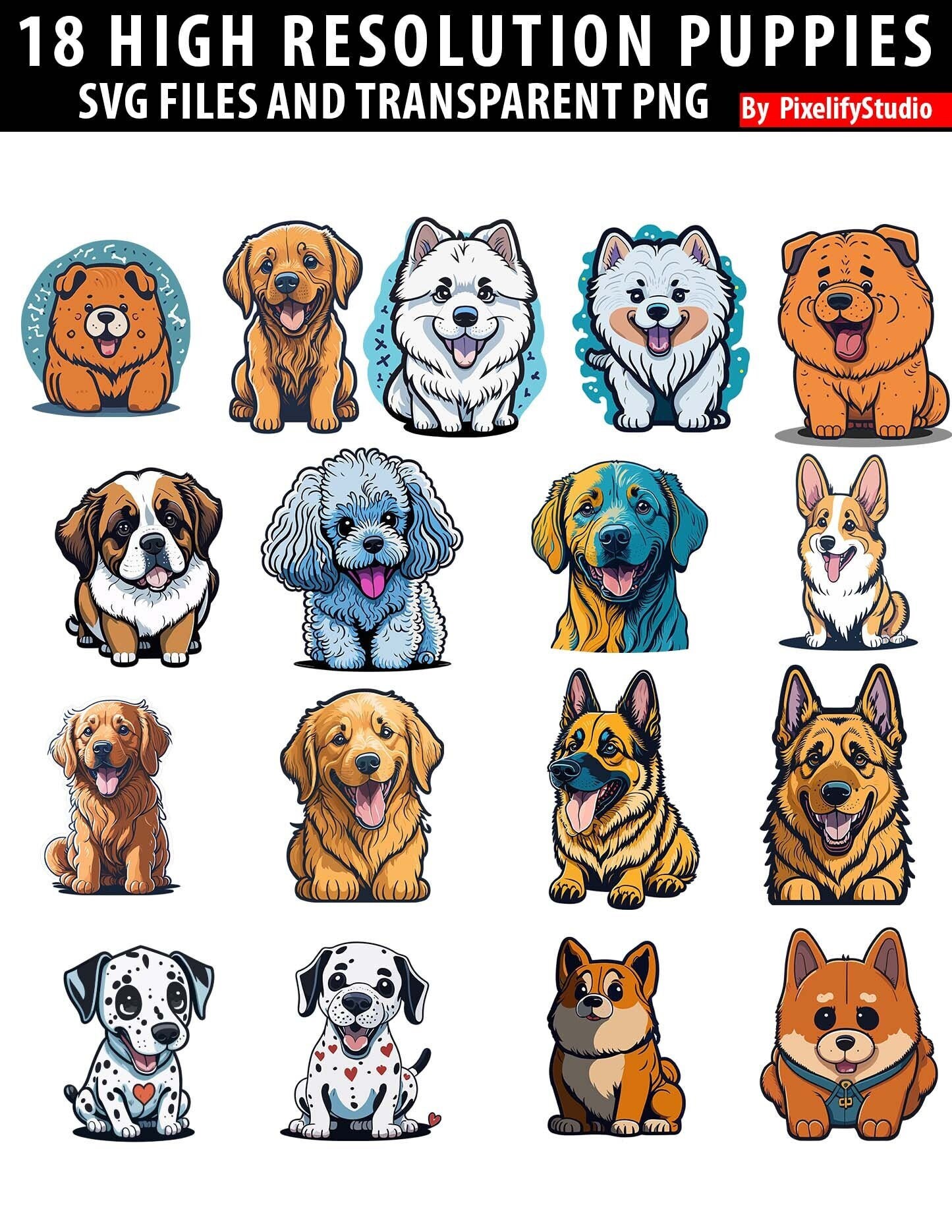 18 vectores de cachorros archivos SVG imágenes de alta - Etsy México