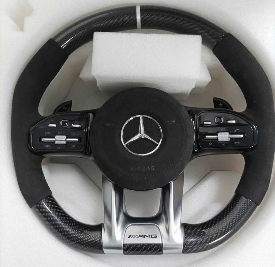 Mercedes Benz AMG OEM Steering Wheel carbon Fiber, Silver Top Line ...