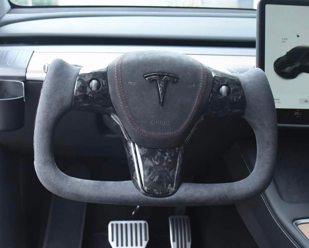 Tesla Yoke Steering Wheel and Airbag. Carbon Fiber Materials. Forged ...
