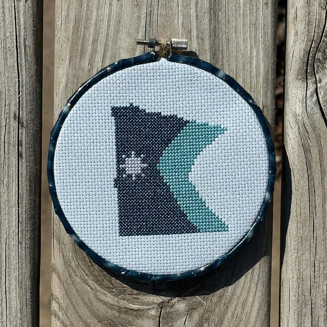 New Minnesota State North Star Flag Blue Cross Stitch Pattern Instant ...