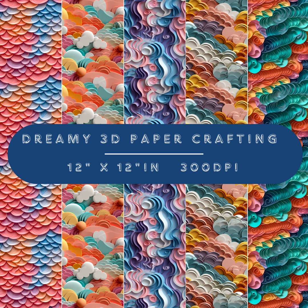 Dreamy 3D Paper Art Seamless Pattern - Premium Digital Paper - Etsy