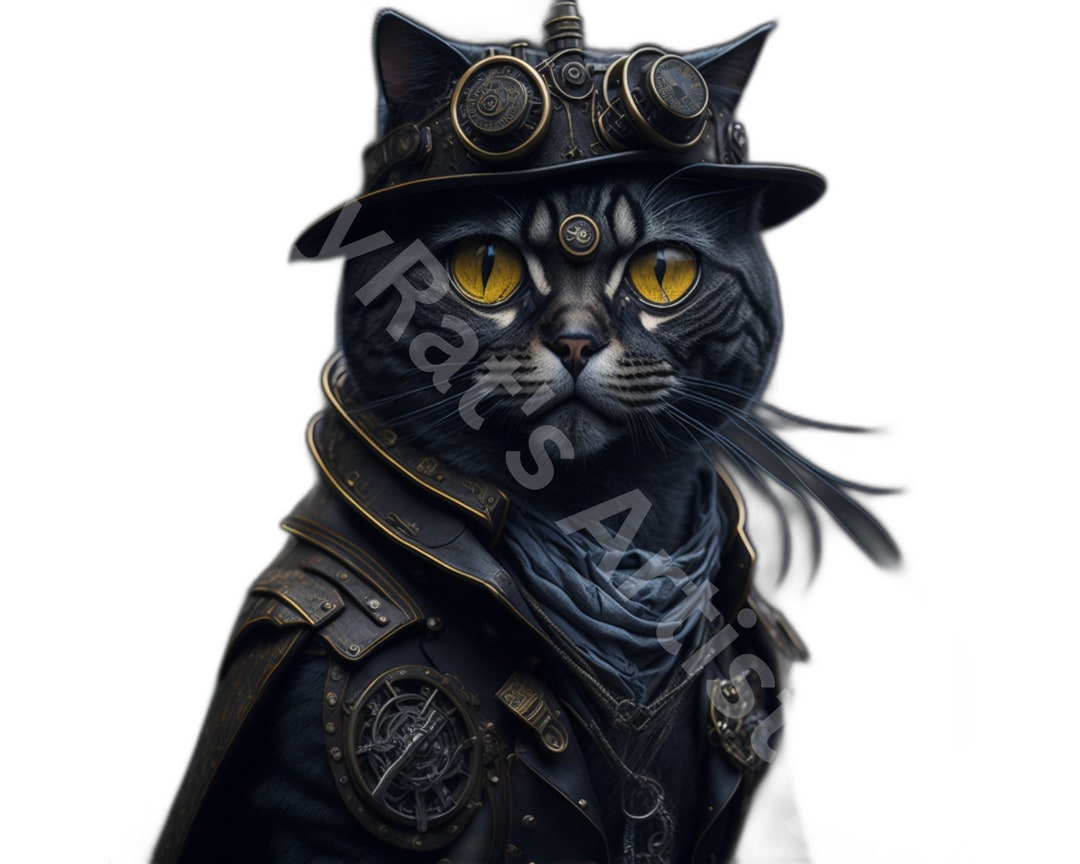 Steampunk Black Cat - Etsy