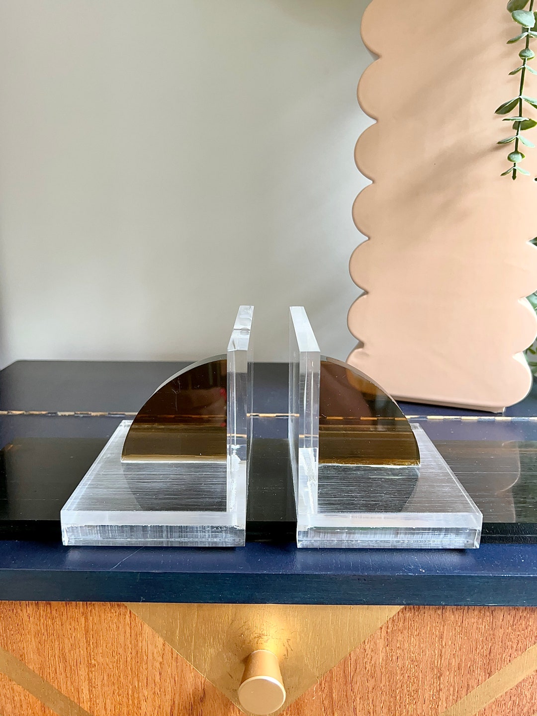 1970s German Vintage Lucite Sliding Bookends Designer Plexiglass ...