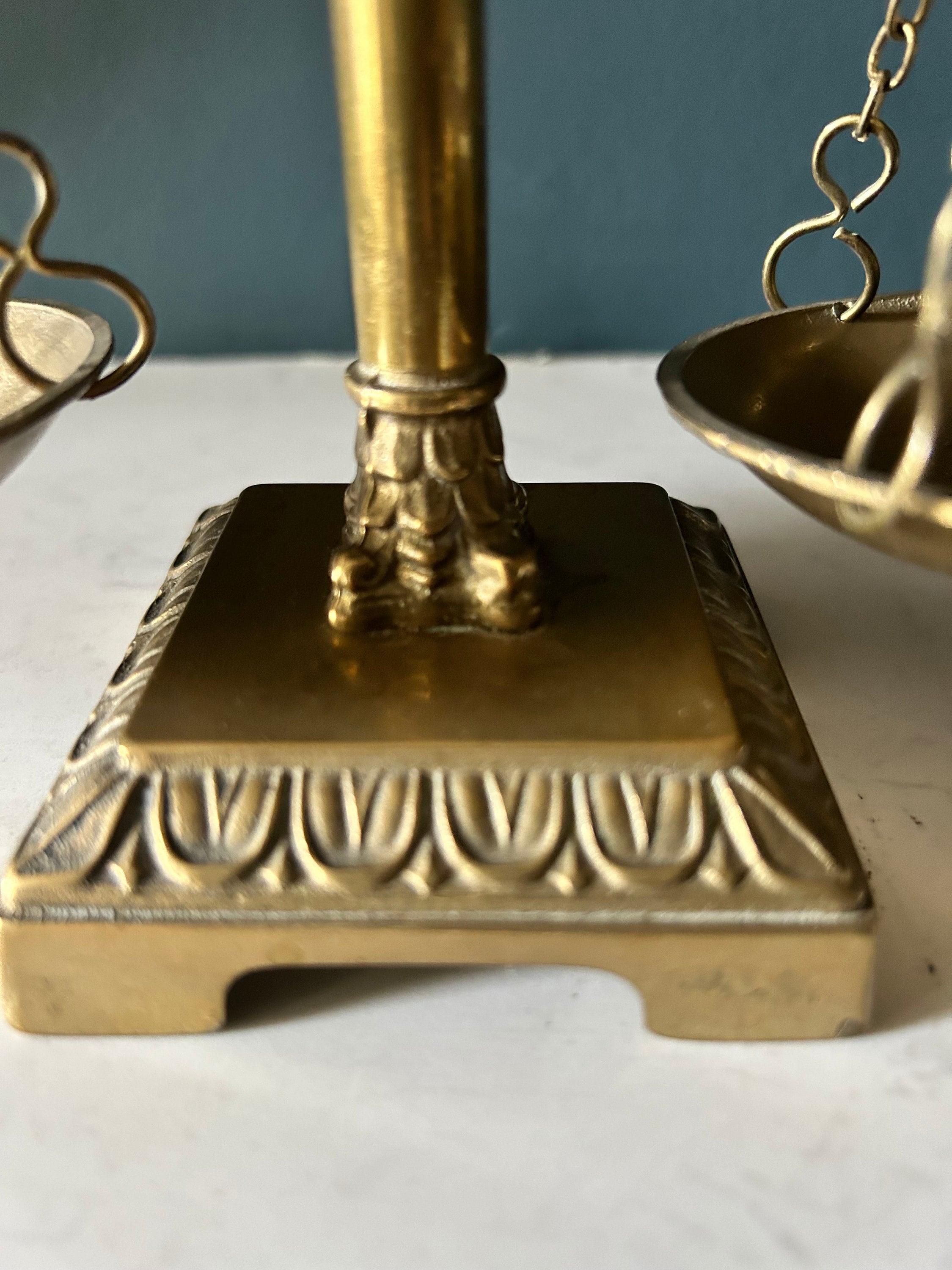 Vintage Brass Decorative Weighing Scales With Ornate Base - Etsy