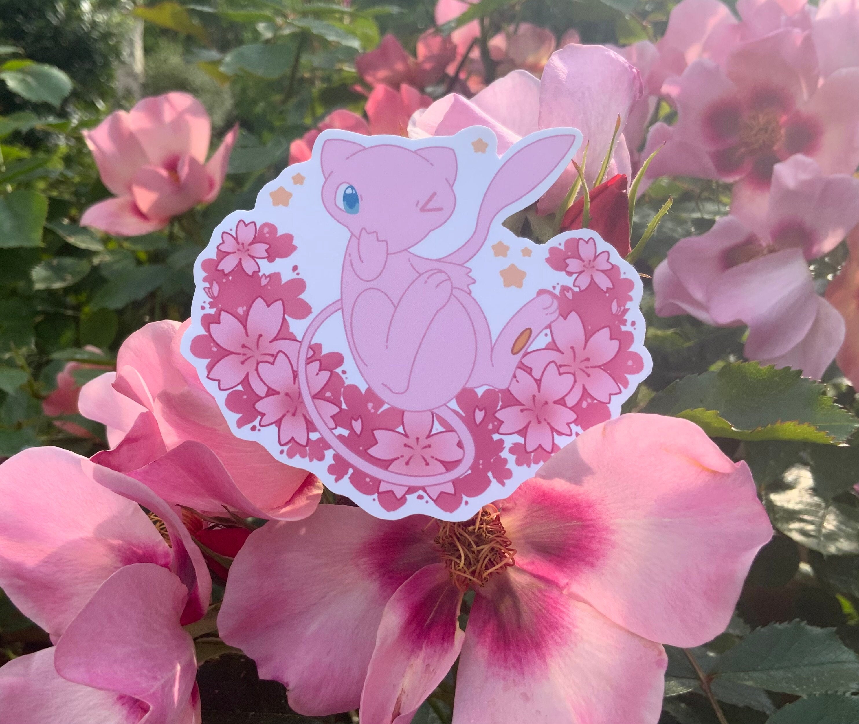 Cute Kawaii Chibi Mew Pokemon Sticker Anime Sticker Stars - Etsy