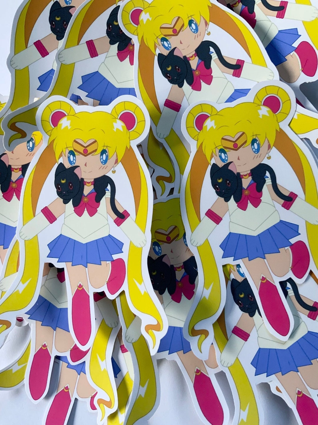 Cute Kawaii Sailor Moon Sticker With Cat Moon Planets Anime Sticker Tv ...