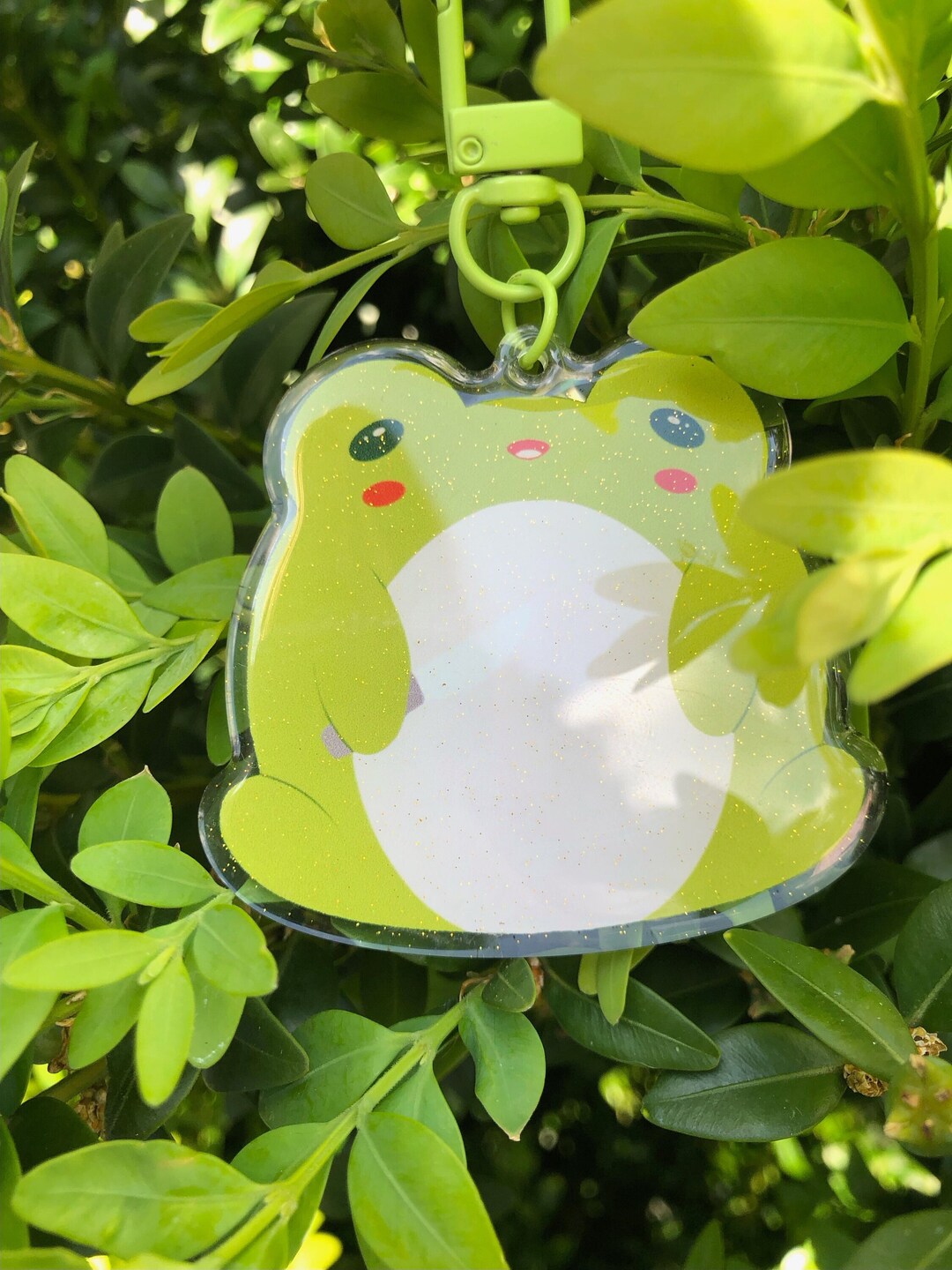 Cute Kawaii Green Frog Acrylic Charm With Stars Charm Anime Sticker ...