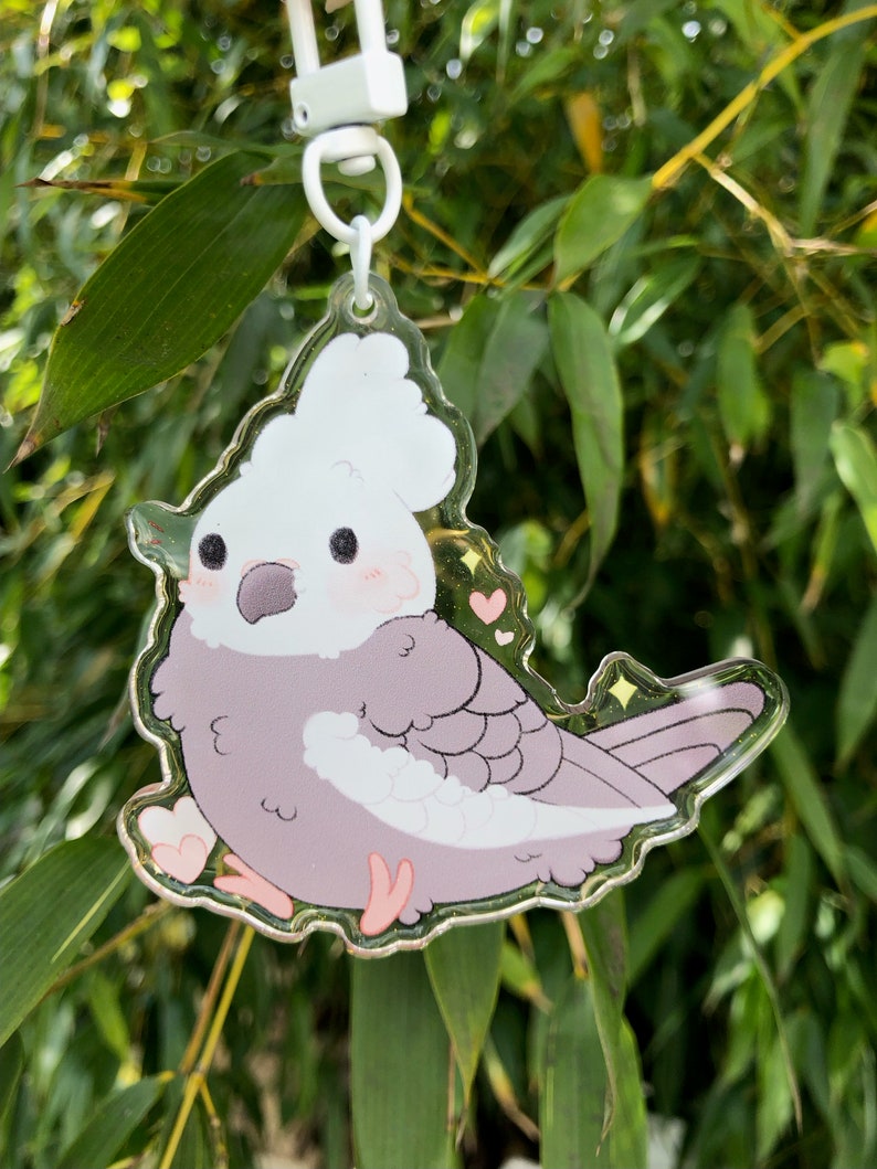 Cute Kawaii Chibi White Faced Cockatiel Acrylic Charm Anime Charm Stars ...