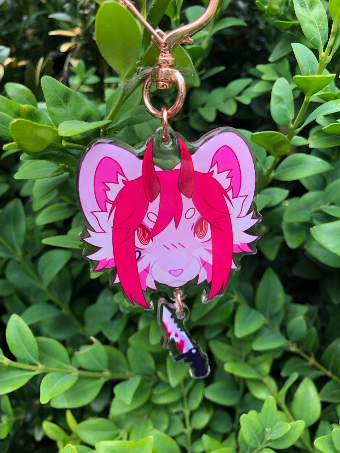 Cute Kawaii Chibi Original Character Connection Acrylic Charm Pink ...