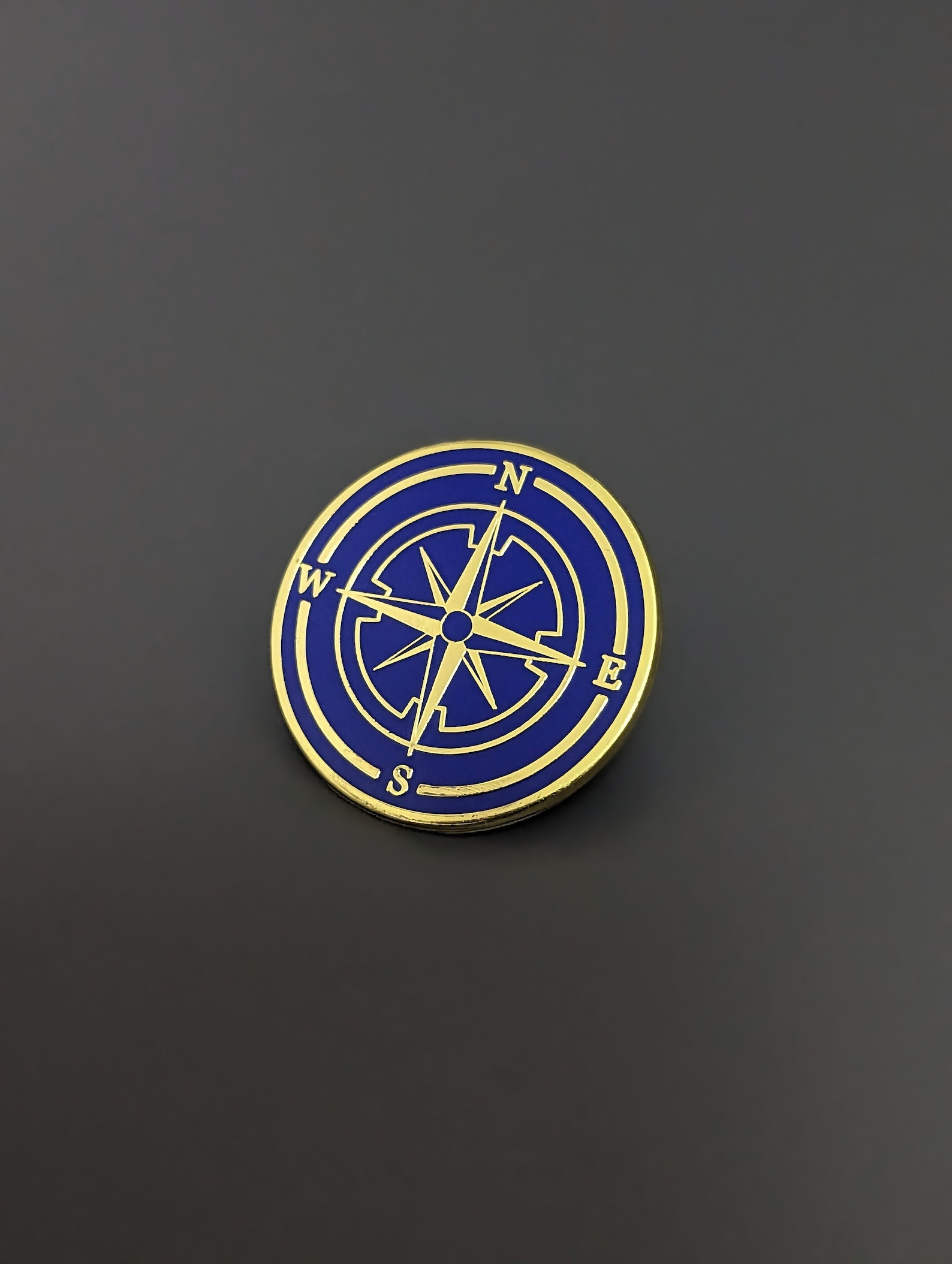 Blue and Gold Compass Pin. Stylish Hard Enamel Pin for Geography ...