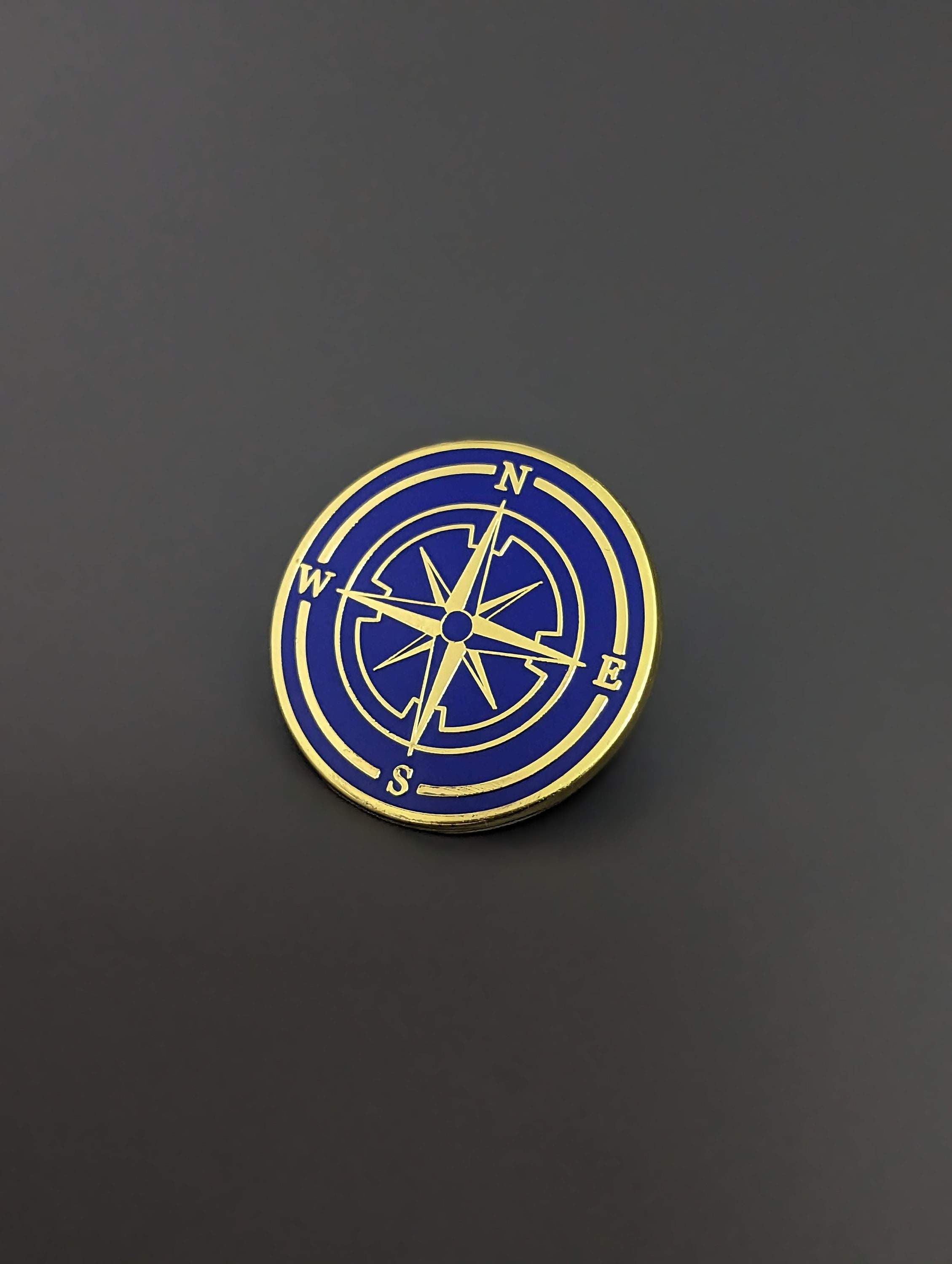Blue and Gold Compass Pin. Stylish Hard Enamel Pin for Geography ...