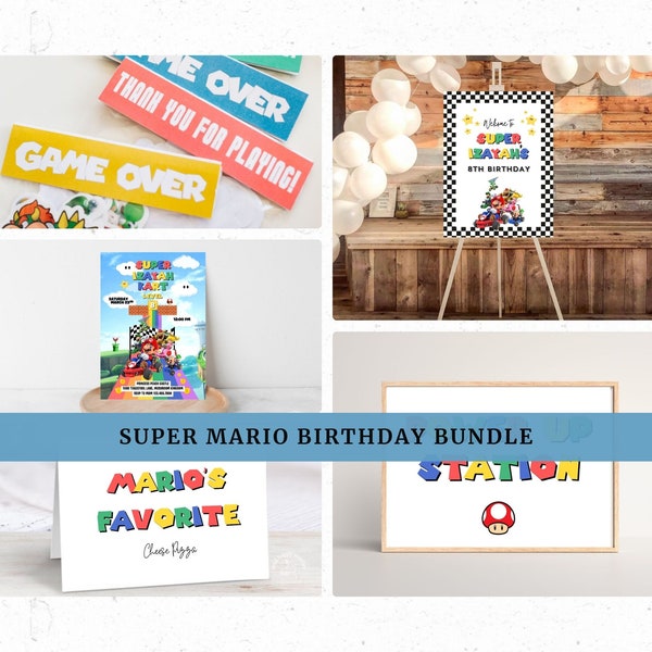 Super Mario Birthday Bundle Template - Etsy