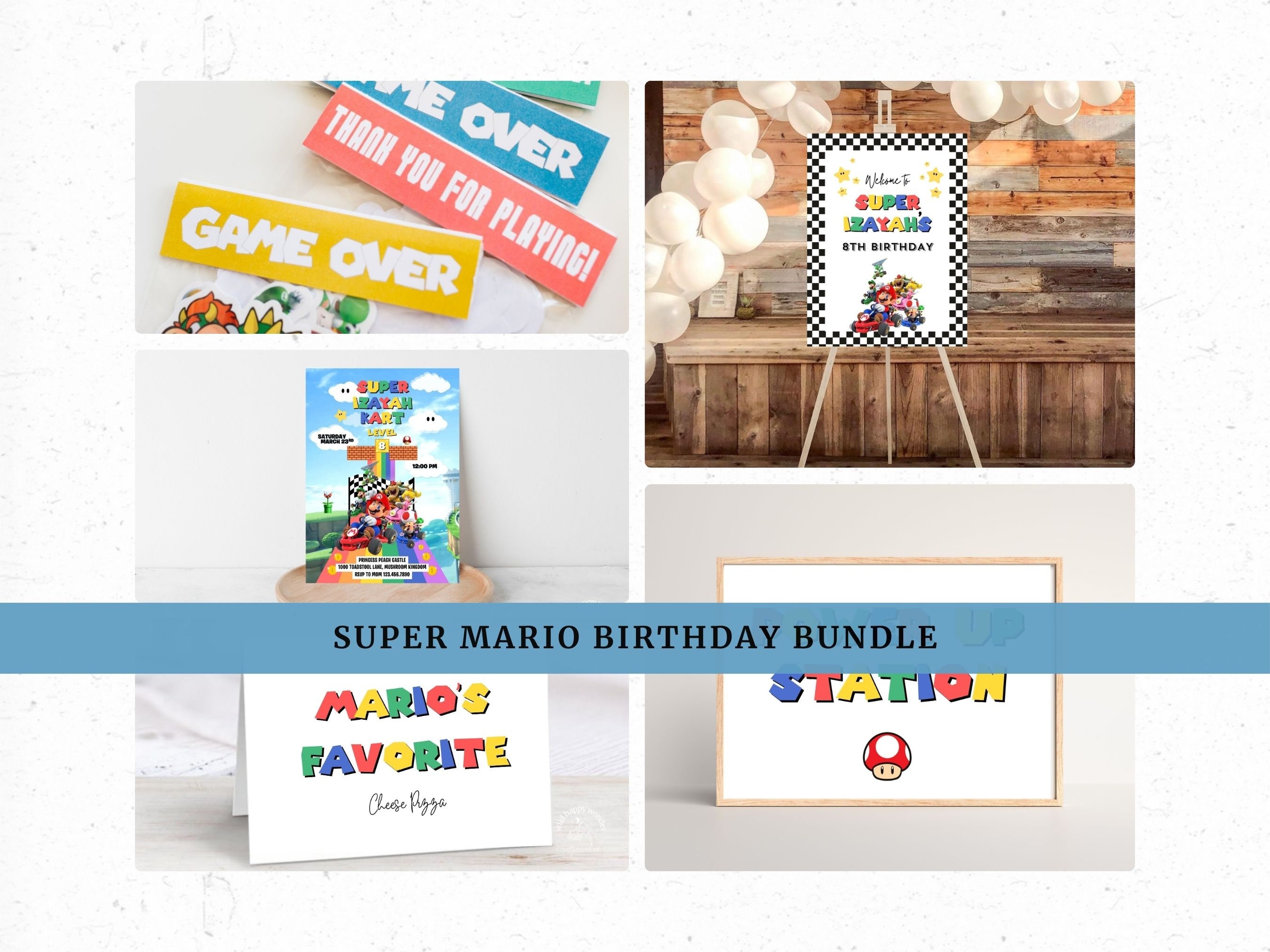 Super Mario Bros Editable Template Birthday Bundle, Super Mario ...