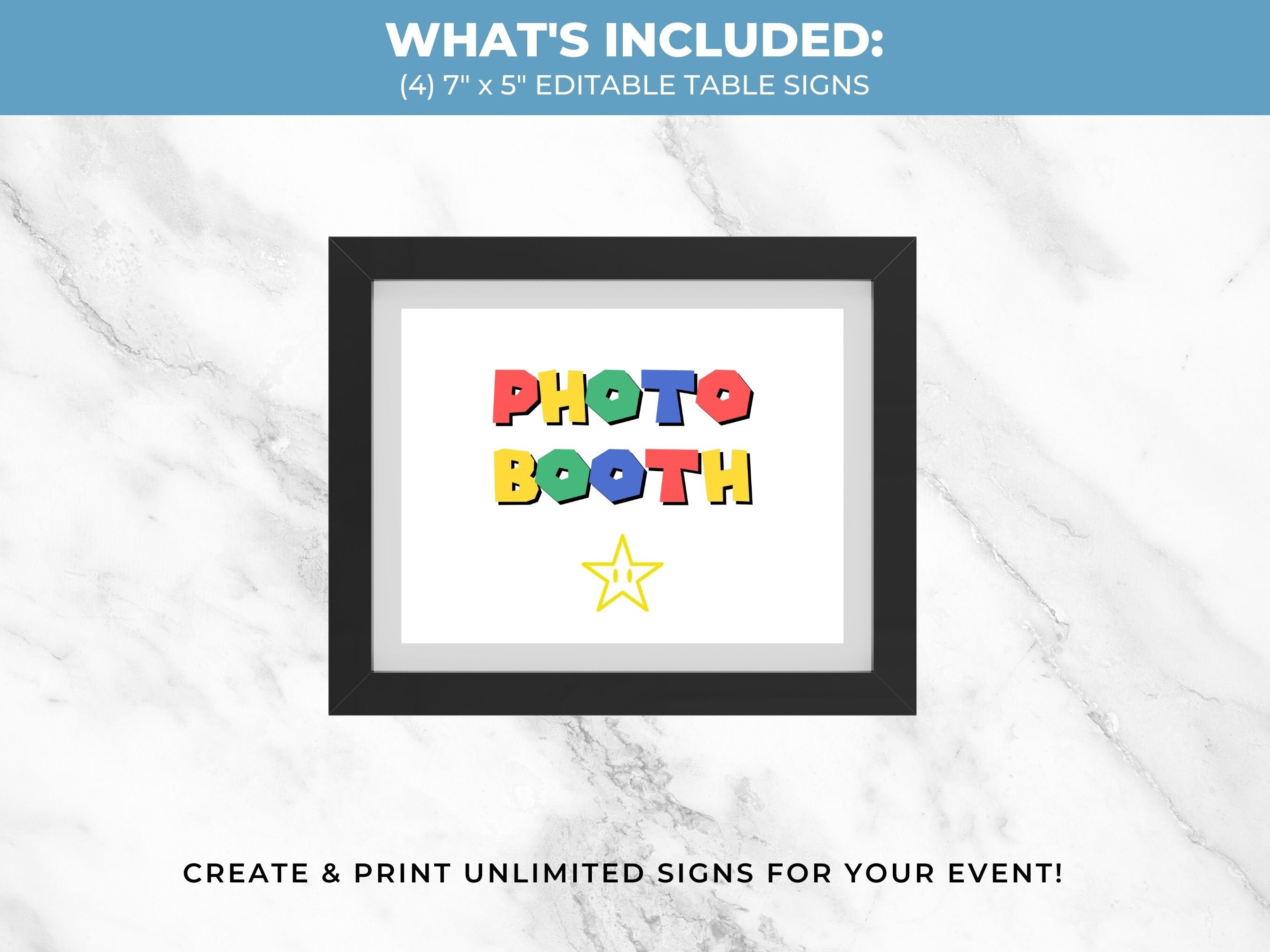 EDITABLE Super Mario Bros Table Signs, Super Mario Birthday Party Decor ...