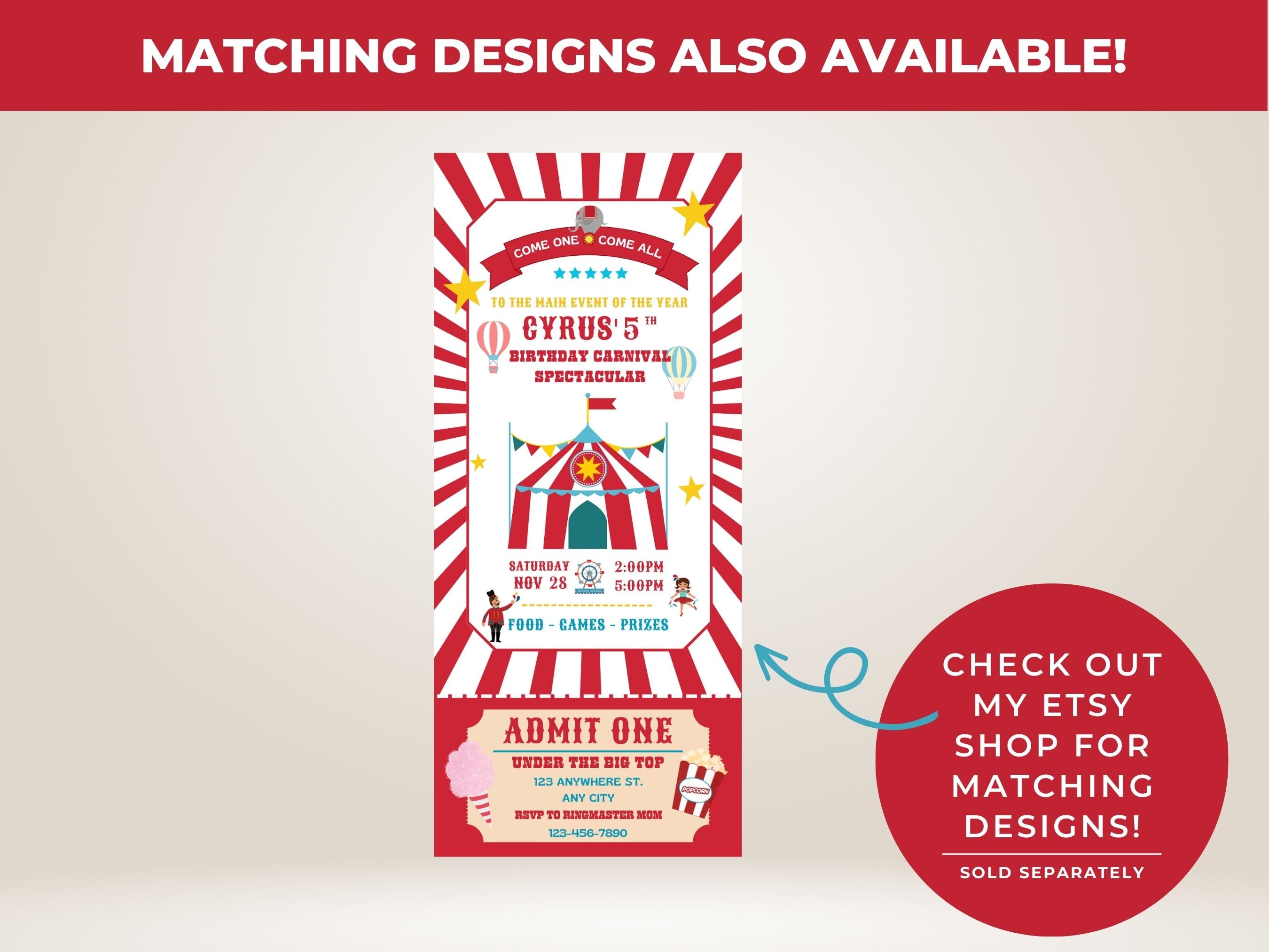 EDITABLE Carnival Games Sign, Circus Party Table Signs, Circus Big Top ...