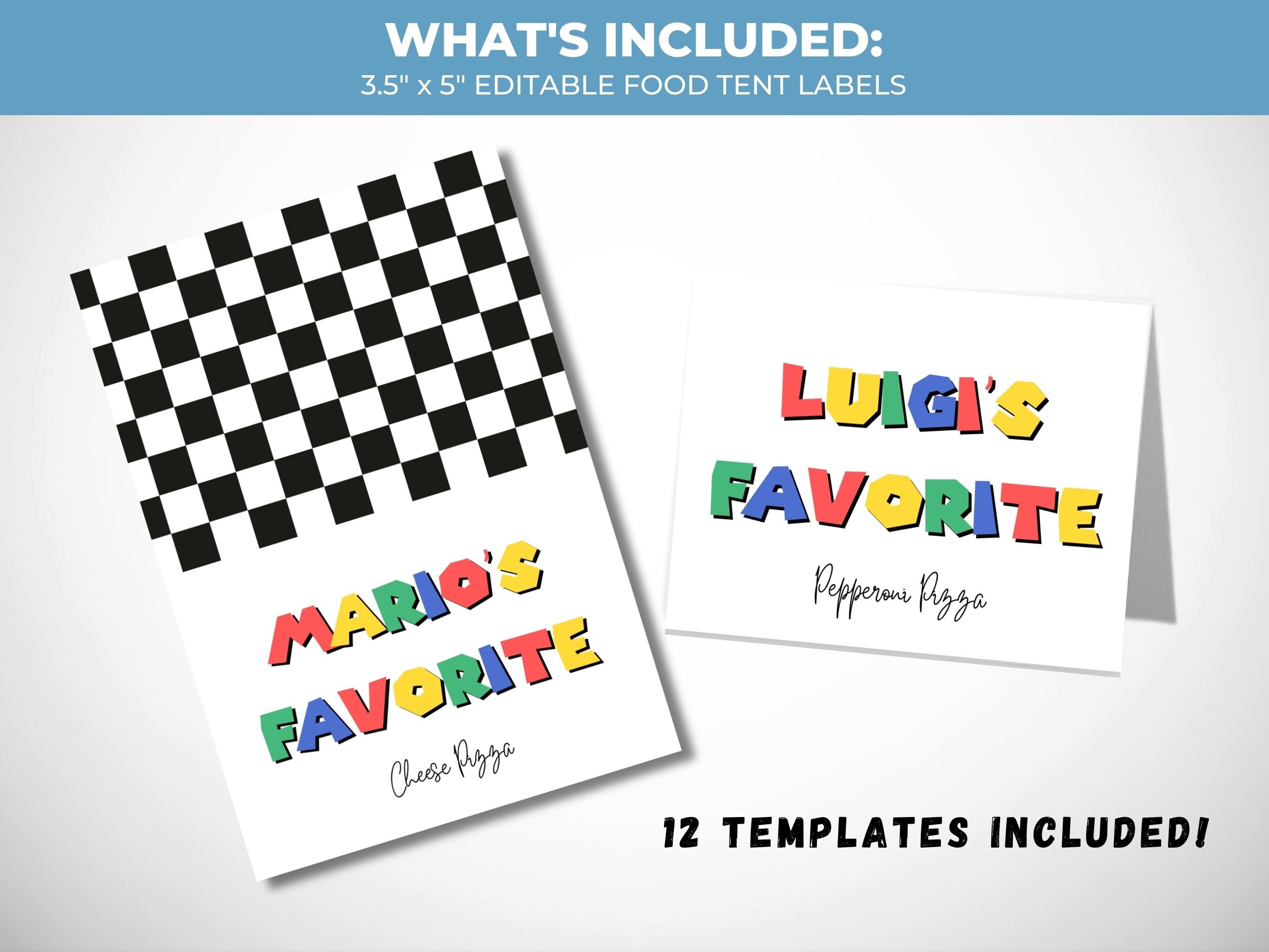 EDITABLE Super Mario Kart Food Tent Labels, Super Mario Bros Foldable ...