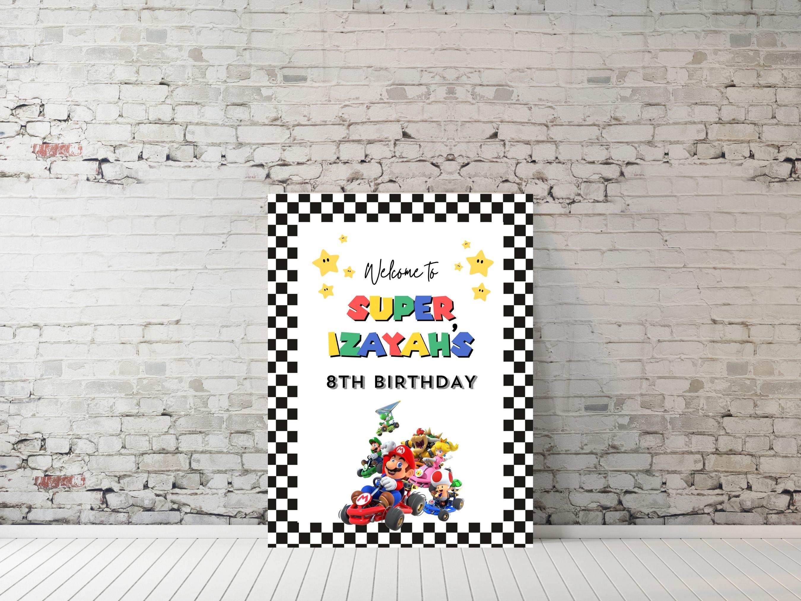 EDITABLE Super Mario Welcome Sign, Super Mario Event Sign, Modern Mario ...
