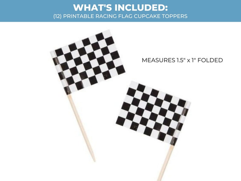 Printable Checkered Toothpick Flags, Racing Flag Cupcake Topper, DIY ...