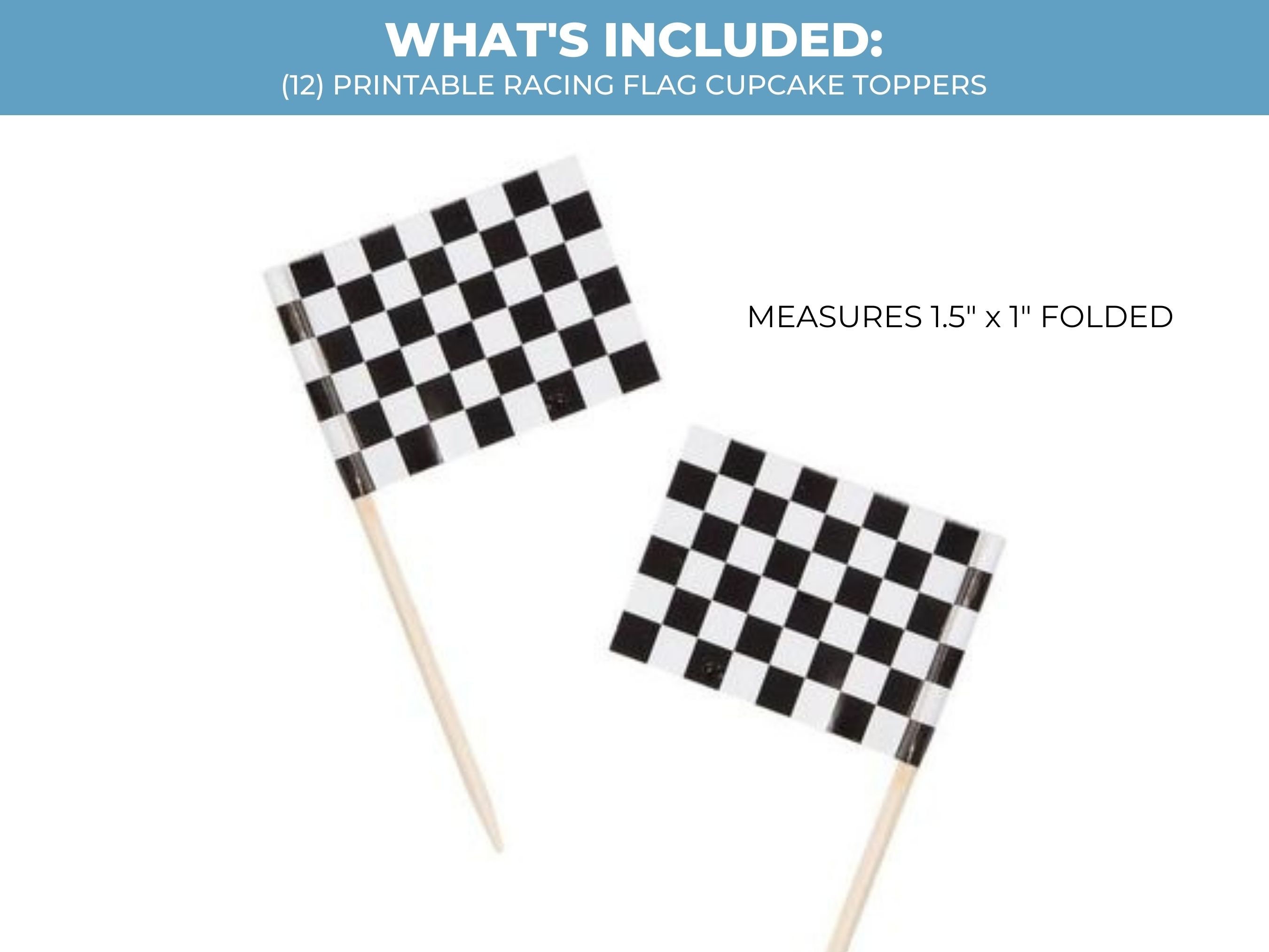 Printable Checkered Toothpick Flags, Racing Flag Cupcake Topper, DIY ...