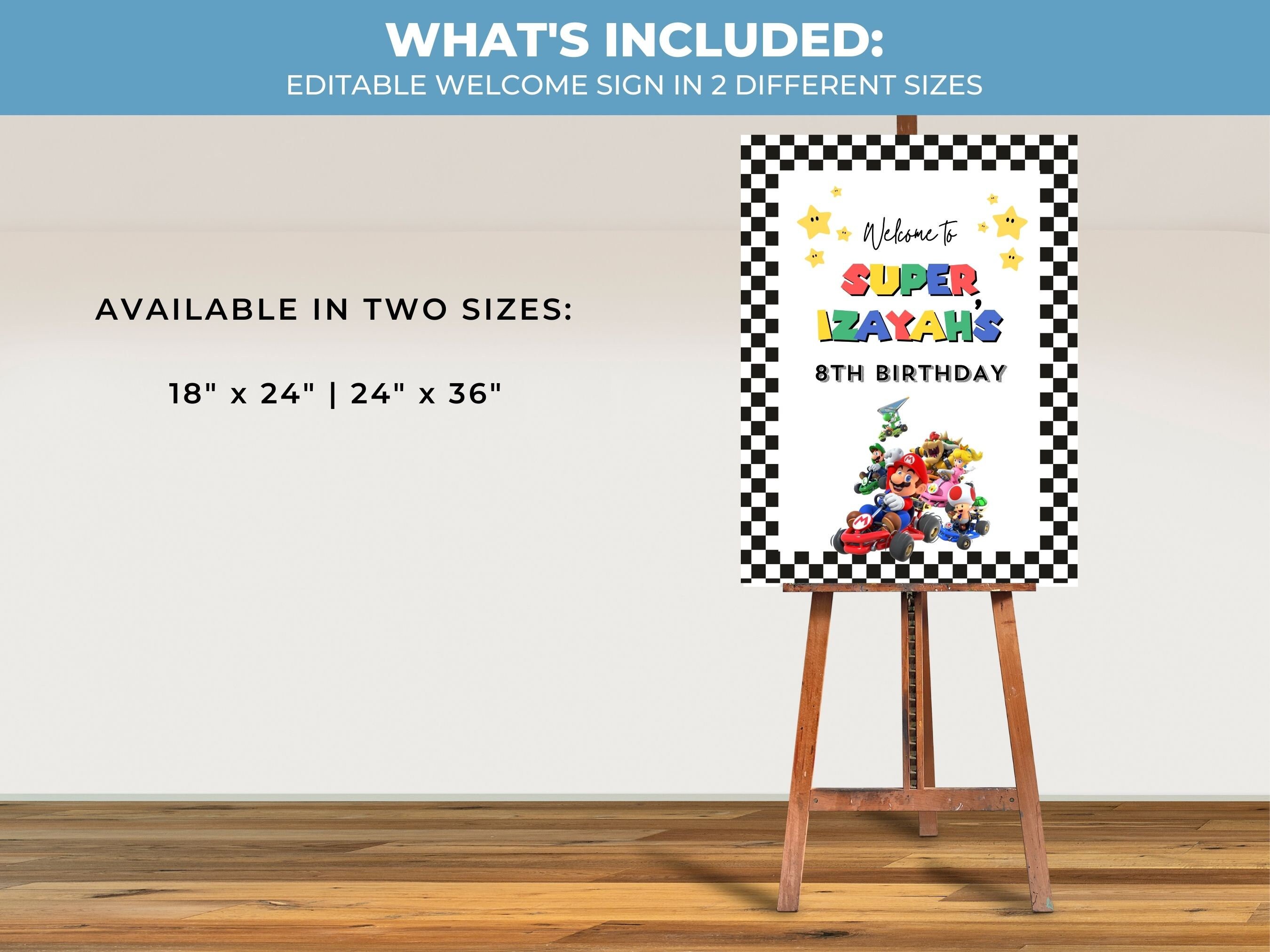 EDITABLE Super Mario Welcome Sign, Super Mario Event Sign, Modern Mario ...