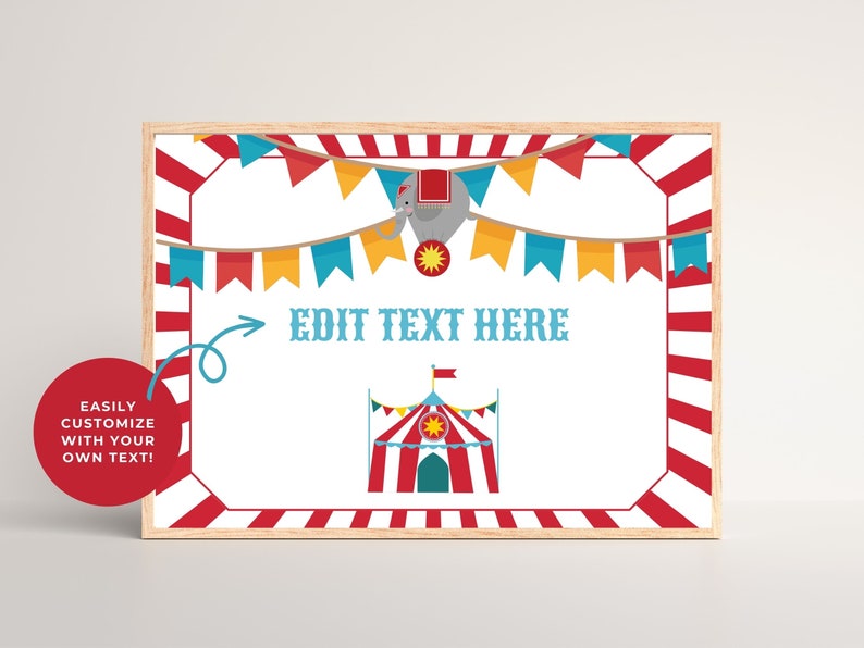 EDITABLE Carnival Games Sign, Circus Party Table Signs, Circus Big Top ...