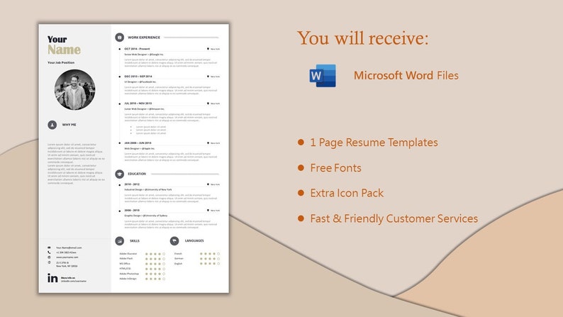 Minimalist Resume Template: Elegant CV Design (instant Download) - Etsy