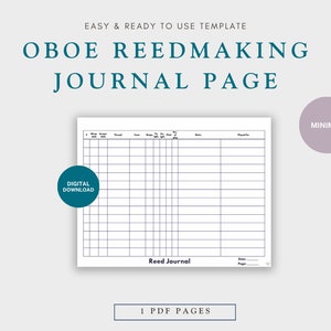 Oboe Reed Journal Page Digital Download PDF Minimal - Etsy