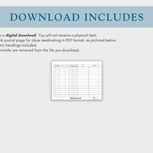 Oboe Reed Journal Page Digital Download PDF Minimal - Etsy