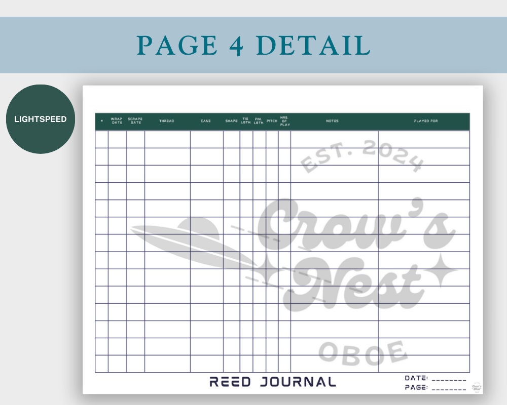 Oboe Reed Journal Pages Digital Download PDF -- Spaced Out - Etsy