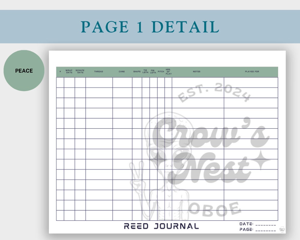 Oboe Reed Journal Pages Digital Download PDF -- Spaced Out - Etsy