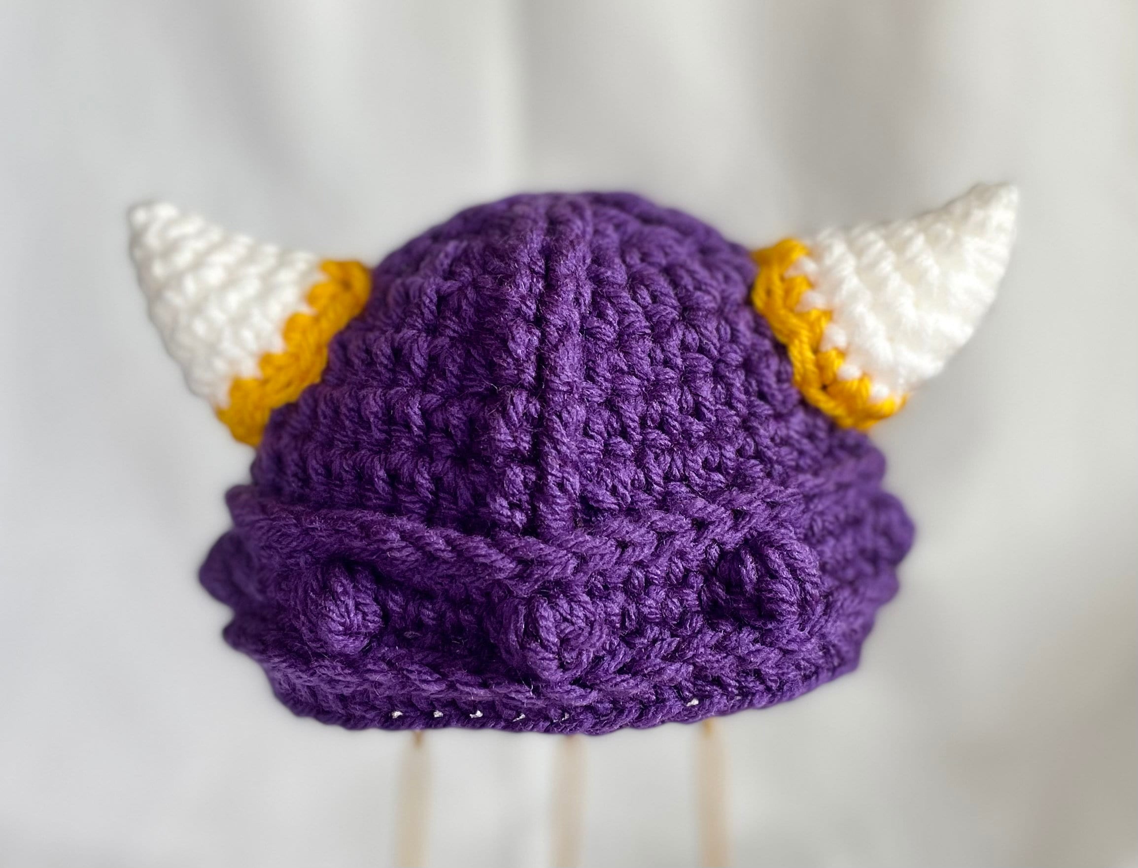 Viking Hat Horns Newborn Hat Braids NFL Minnesota Purple Gold Viking ...