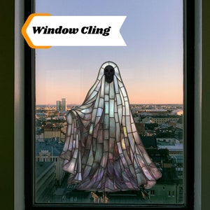 Ghost Halloween Stained Glass Look Window Cling Decal Sticker Window ...