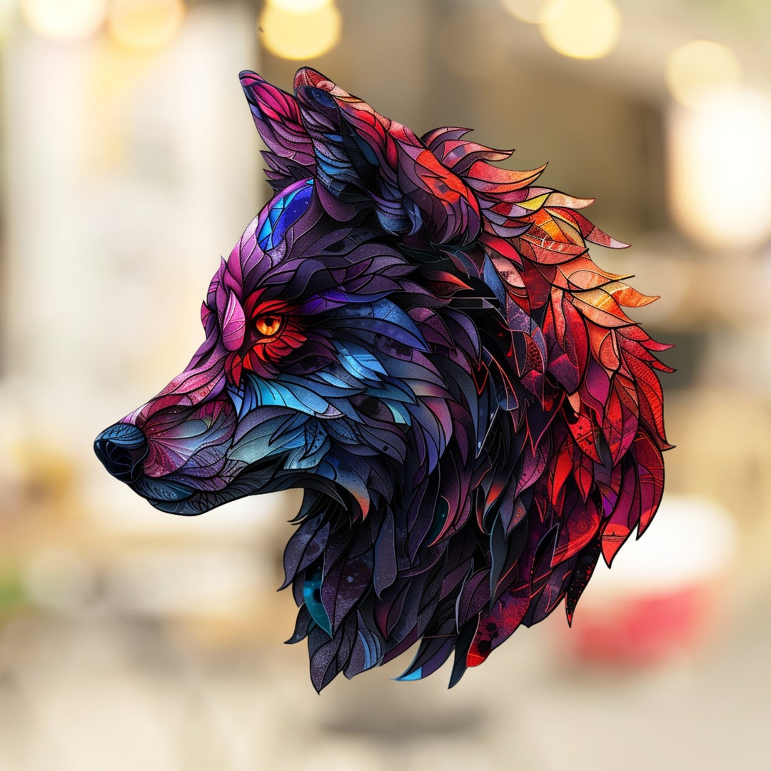 Werewolf Halloween Stained Glass Look Window Cling Decal Sticker Window ...