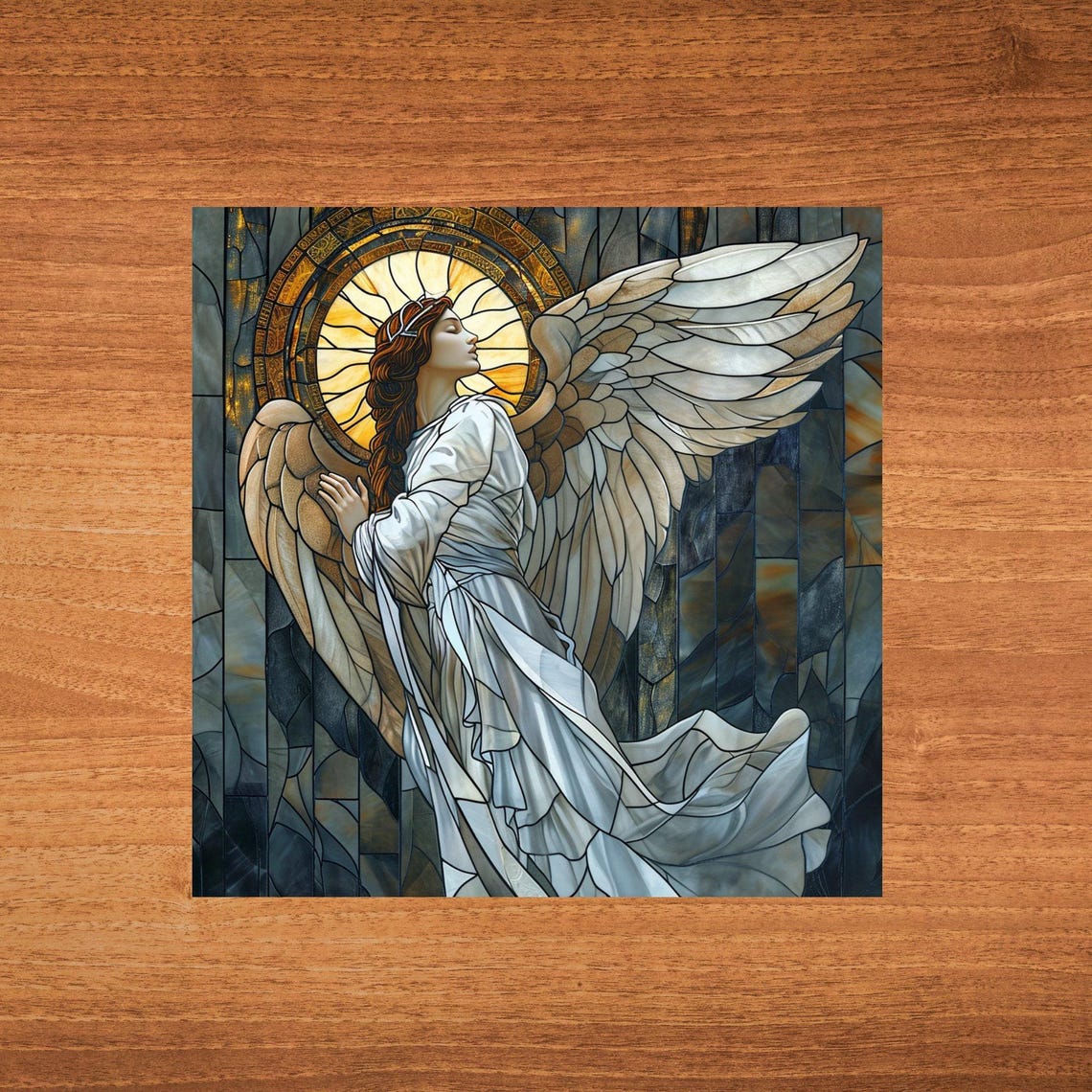 Angel Ceramic Wall Art Decorative Tile Unique Home Decor Stained Glass ...